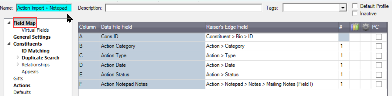 How to Map an Action Notepad