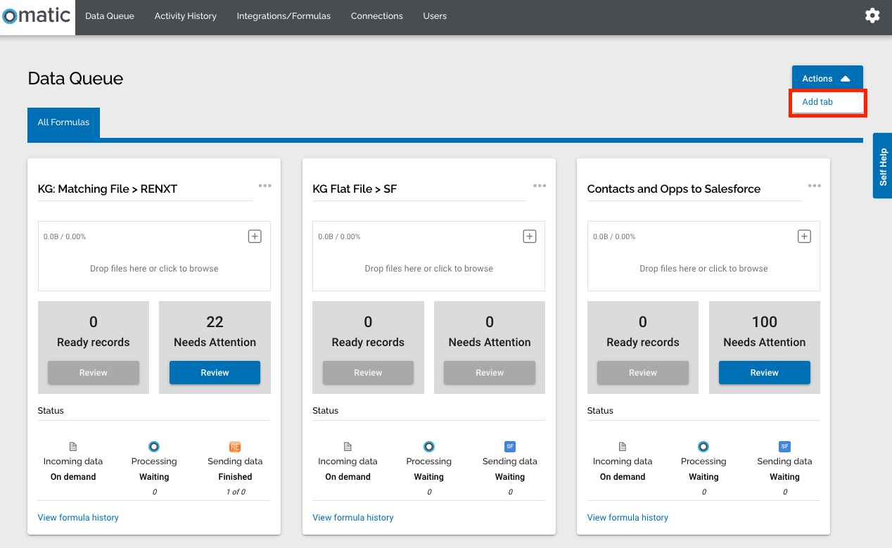 Tab Views in Omatic Cloud