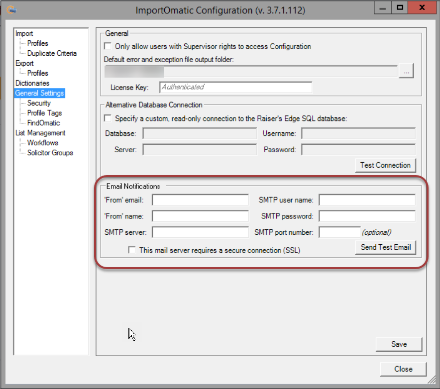 Error: Unable to Save Profile: You Must Setup Email Settings in Order to Send a Summary Email
