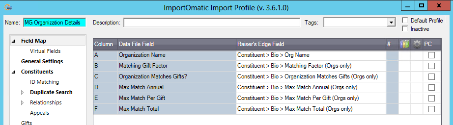 How to Import Matching Gift Details for an Organization Record