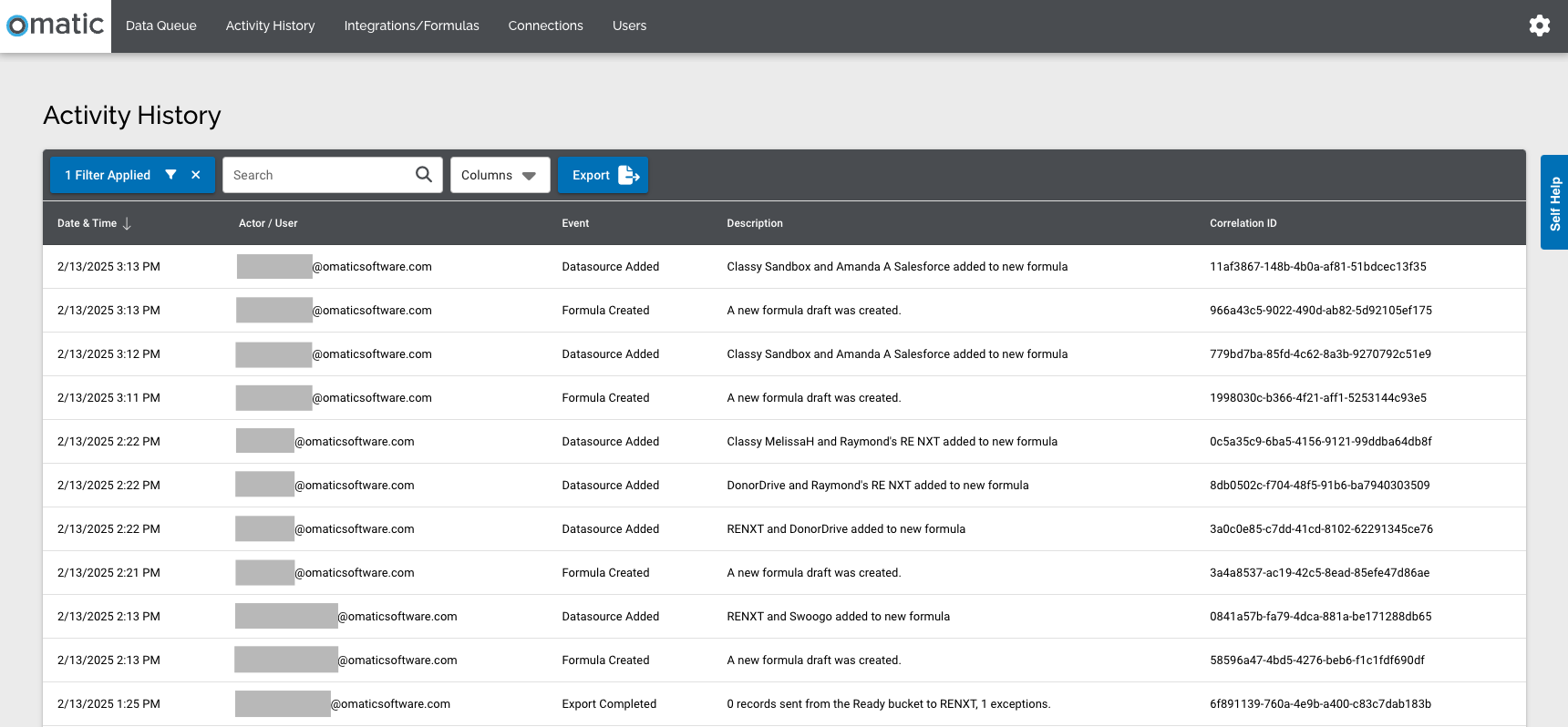 Activity History - Overview