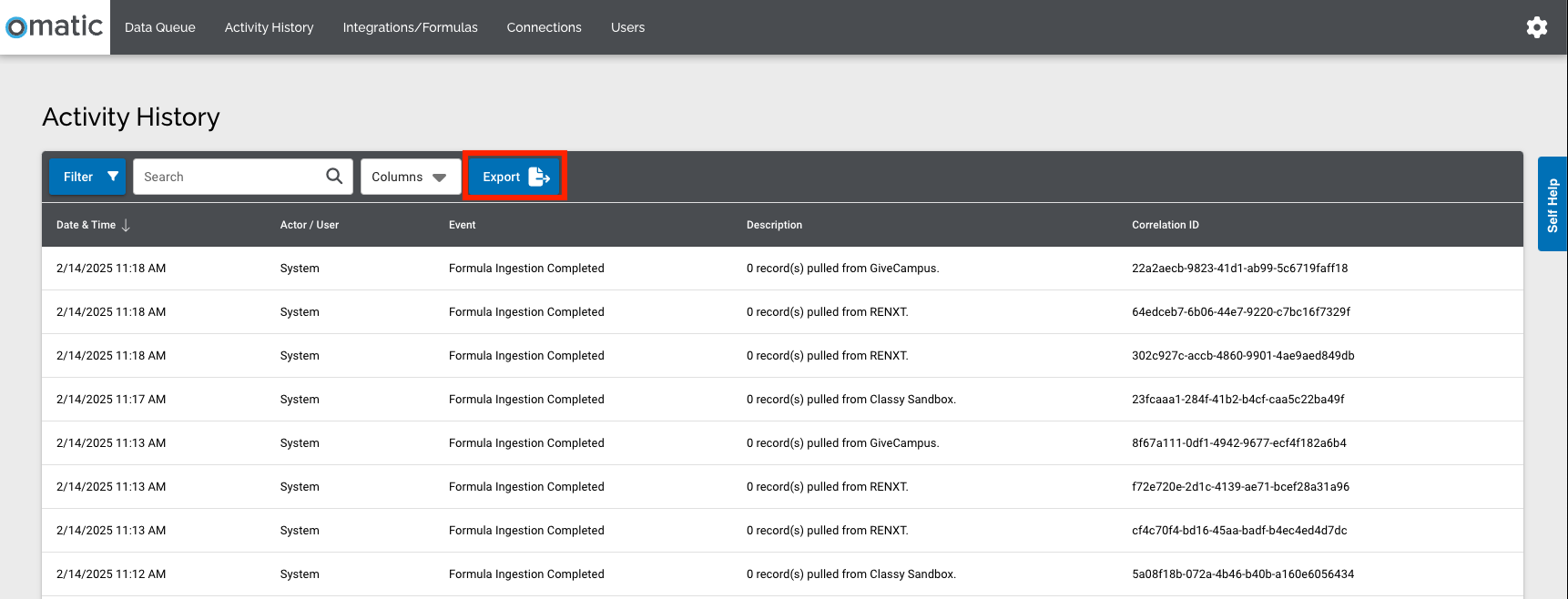 Activity History - Overview