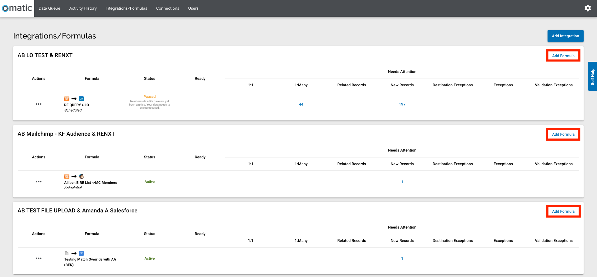 Integrations/Formulas - Overview