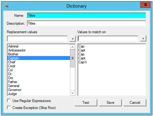 ImportOmatic Configuration - Configure a Dictionary