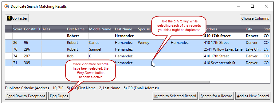 Import Processing - Duplicate Search Results Tasks