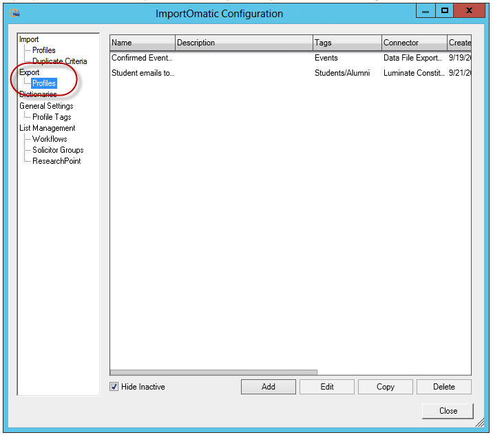 ImportOmatic Export Profiles