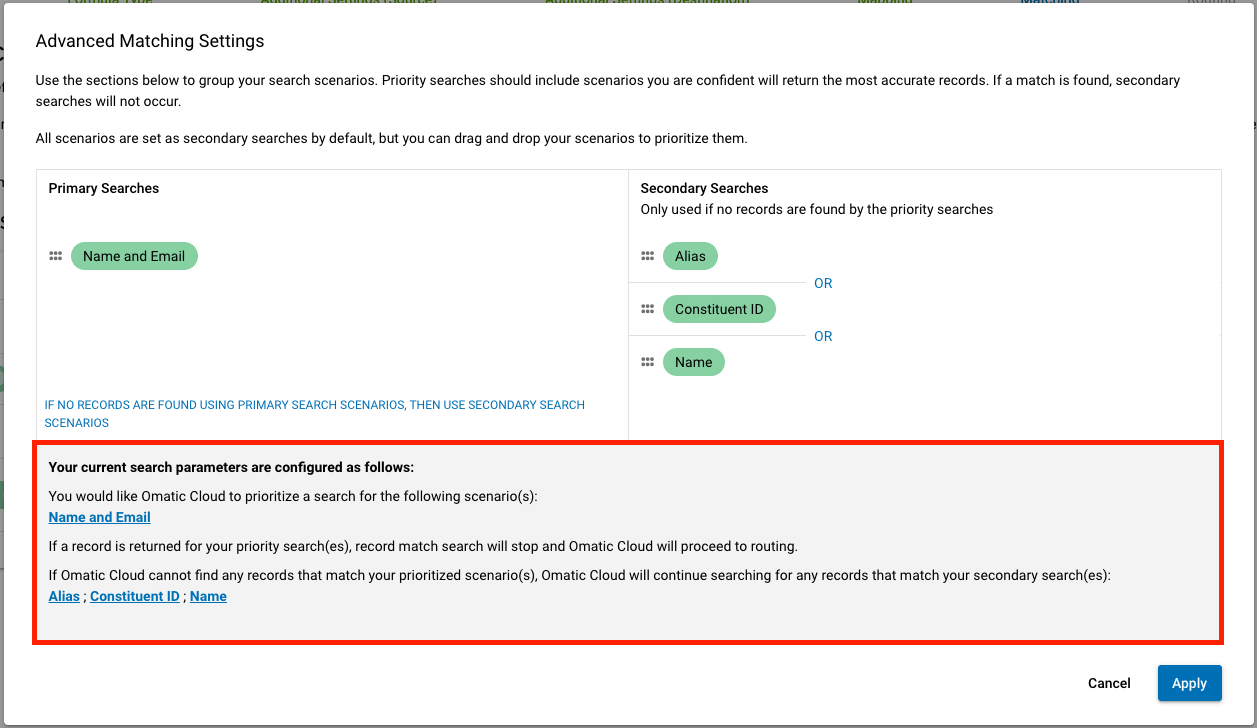 How to Configure Advanced Matching Settings