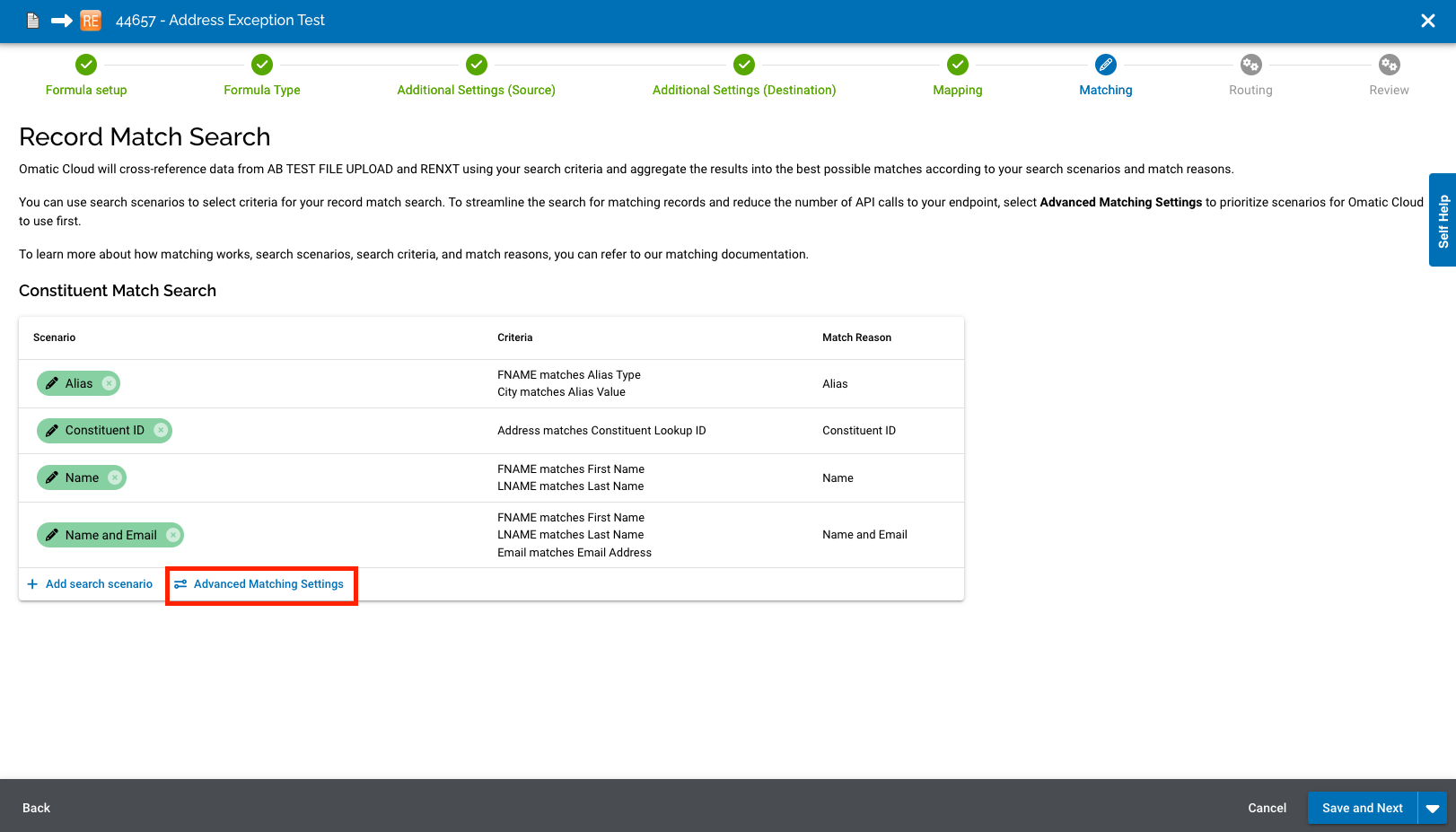 How to Configure Advanced Matching Settings