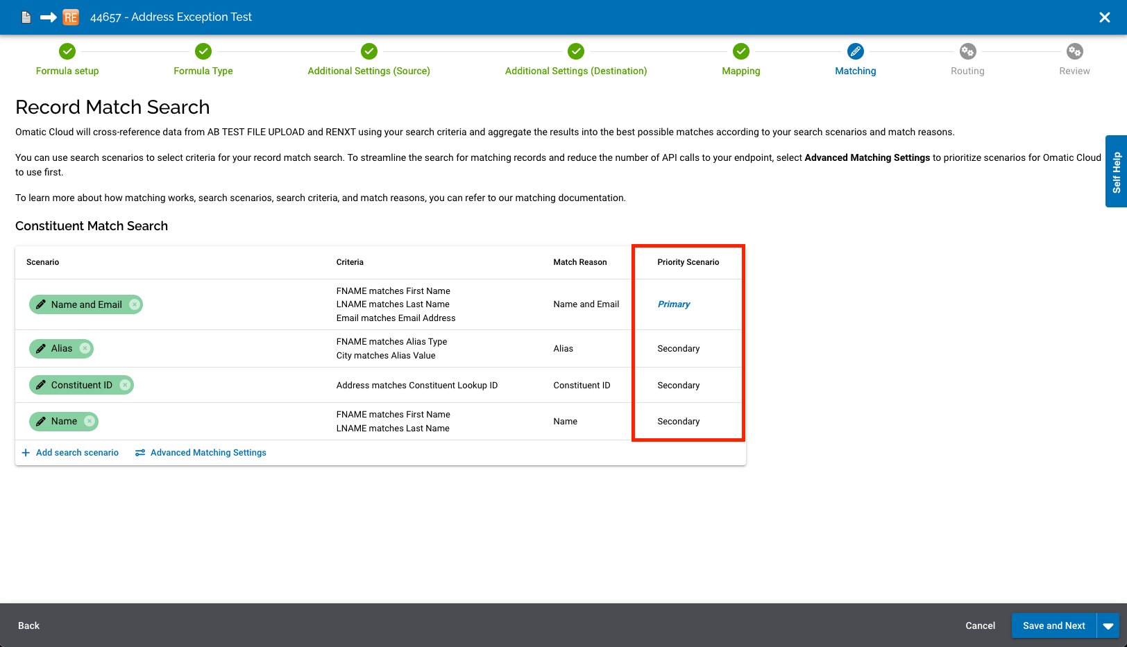 How to Configure Advanced Matching Settings