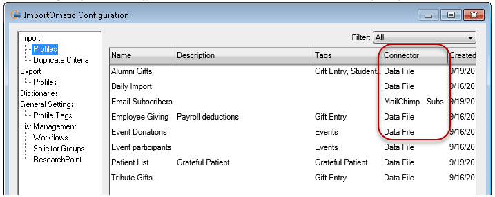 ImportOmatic - Connector Profiles