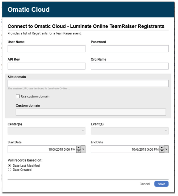 ImportOmatic - Luminate Online Connector - TeamRaiser Registrants Profile
