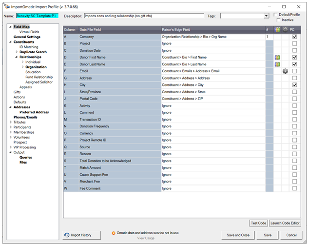ImportOmatic - Preconfigured Profile Template - Benevity