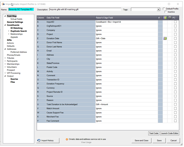 ImportOmatic - Preconfigured Profile Template - Benevity