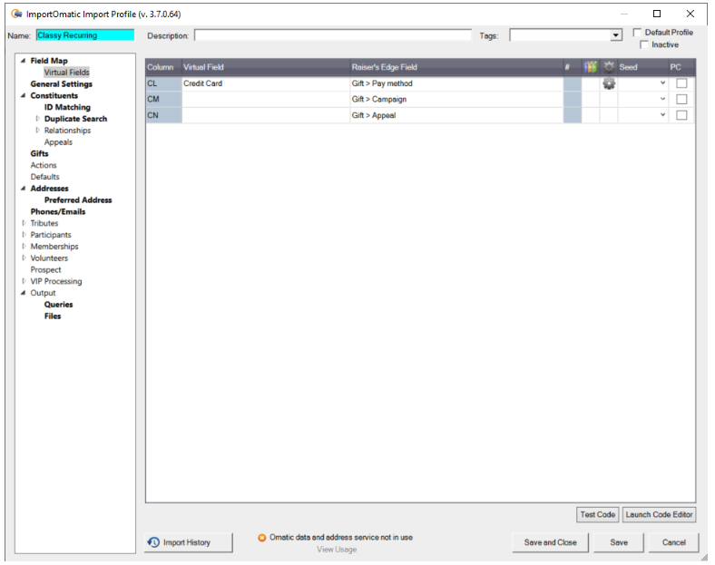 ImportOmatic - Preconfigured Profile Template - Classy