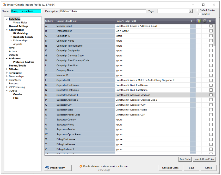 ImportOmatic - Preconfigured Profile Template - Classy