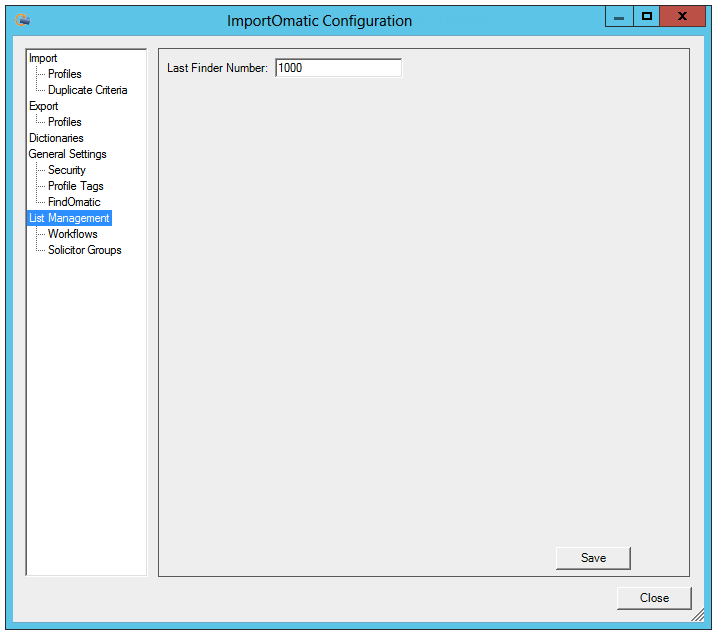 ImportOmatic - List Management Configuration Screen