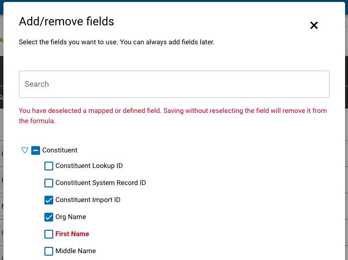 How to Add/Remove Destination Fields/Objects in the Field Map