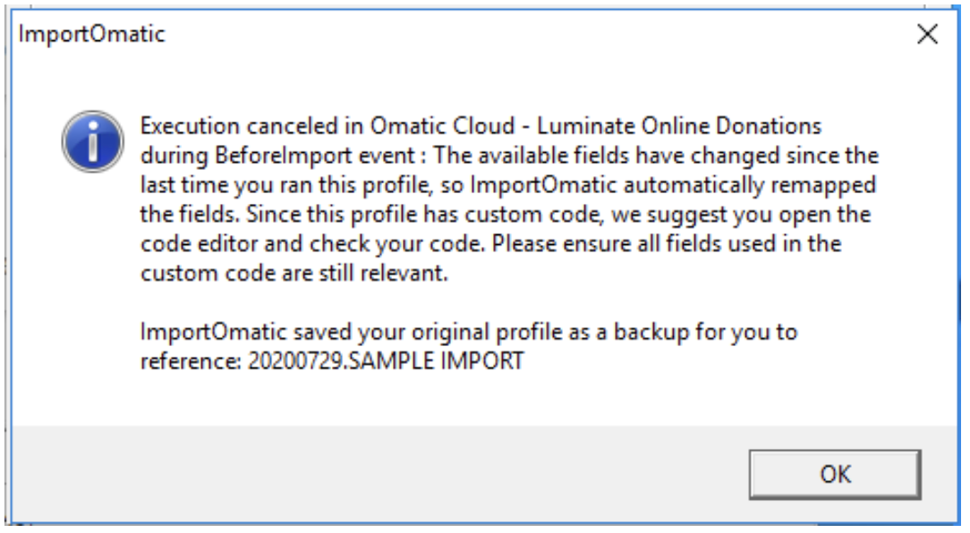 ImportOmatic Configuration - Update a Profile Based on Changes in the Source Data