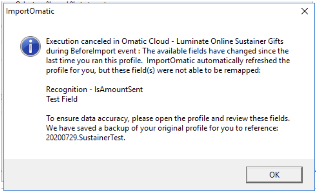 ImportOmatic Configuration - Update a Profile Based on Changes in the Source Data