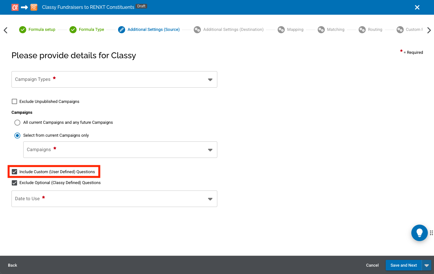 How to Include or Exclude GoFundMe Pro Optional and Custom Questions in Omatic Cloud