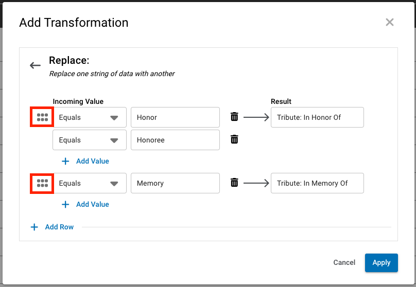 How to Apply a Replace Transformation